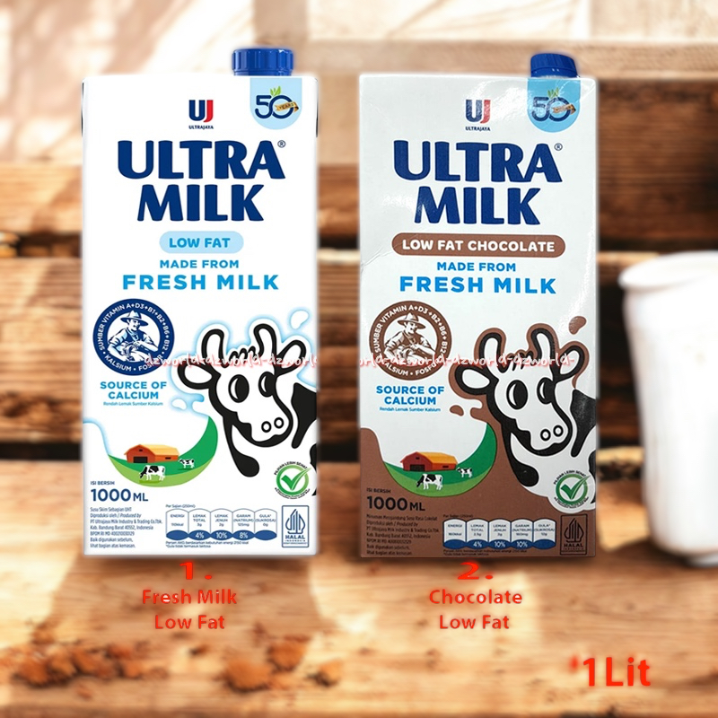 Jual Ultra Milk 1L Low Fat Fresh Milk Chocolate Rasa Coklat 1000ml High Calsium Susu UHT Cokelat ...