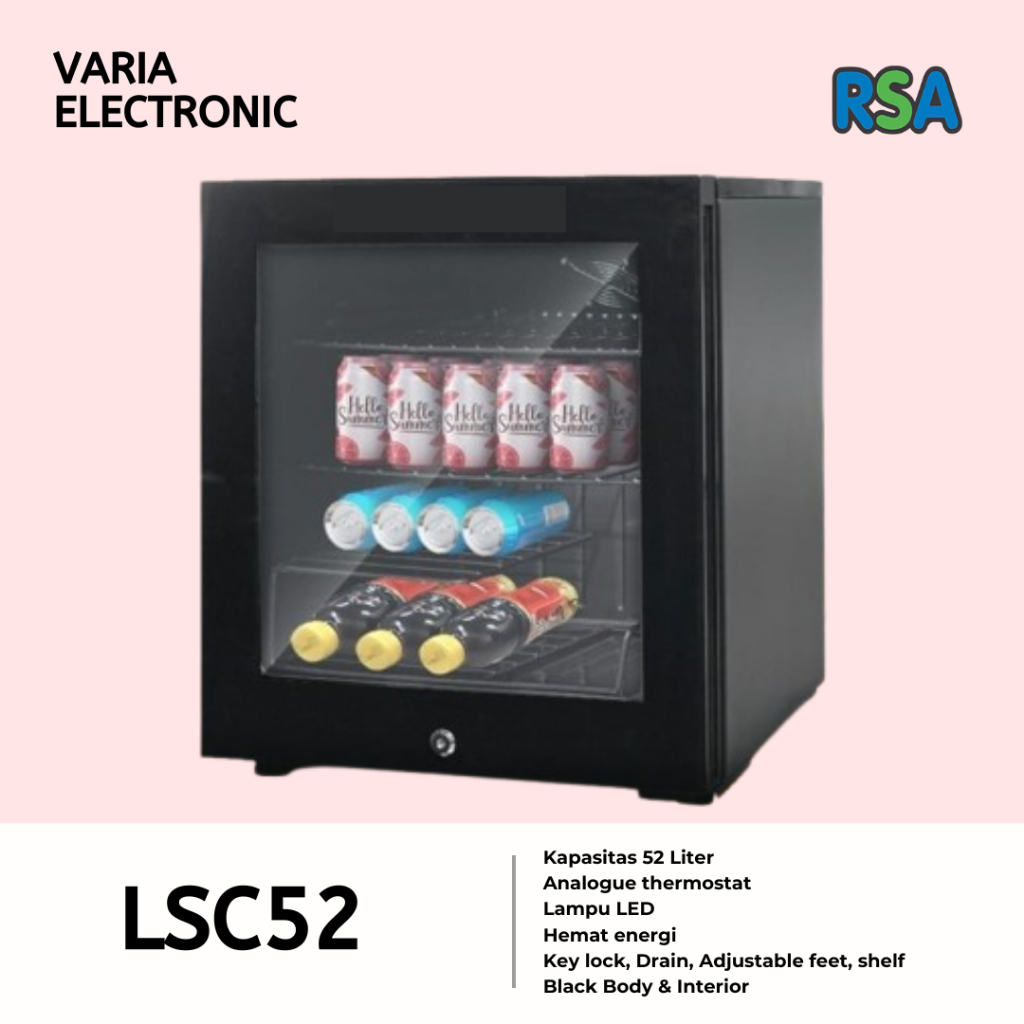 Jual RSA Portable Showcase Display Cooler LSC52 Minibar - Luar Sukabumi ...
