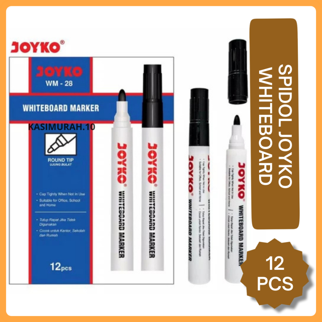 Jual Spidol Whiteboard Joyko Spidol Papan Tulis WM28 (1 Pak/12 Pcs ...
