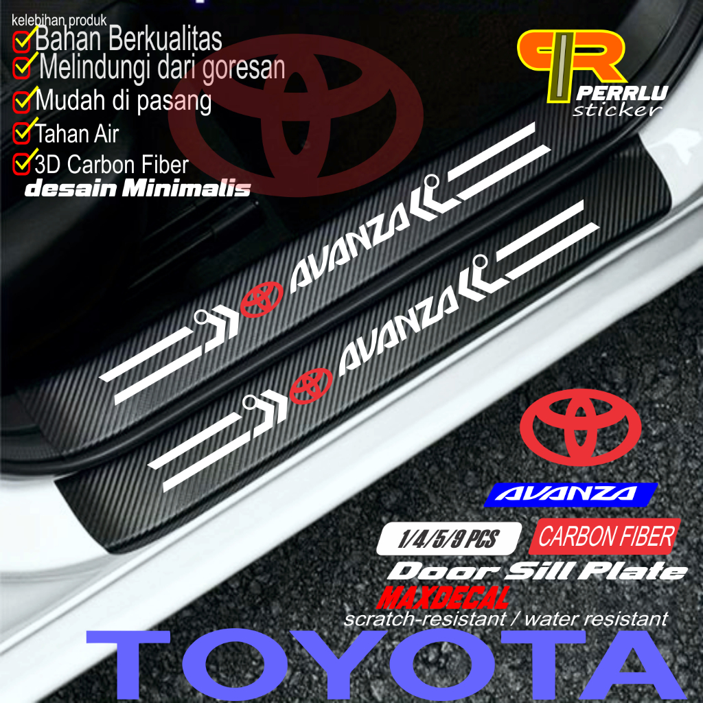 Jual NEW 9Pcs Stiker mobil TOYOTA AVANZA stiker carbon 3D stiker mobil ...