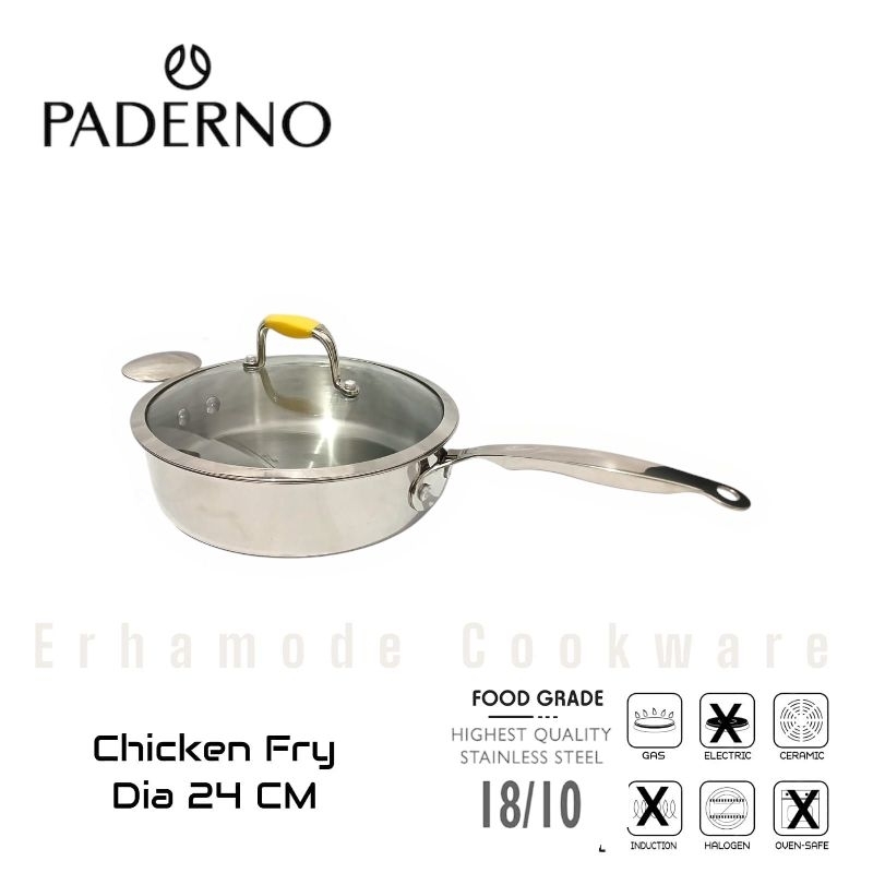 Jual Chiken Fry Pan 24cm Wajan Stainless Steel Panci Premium Export ( EH2610) | Shopee Indonesia