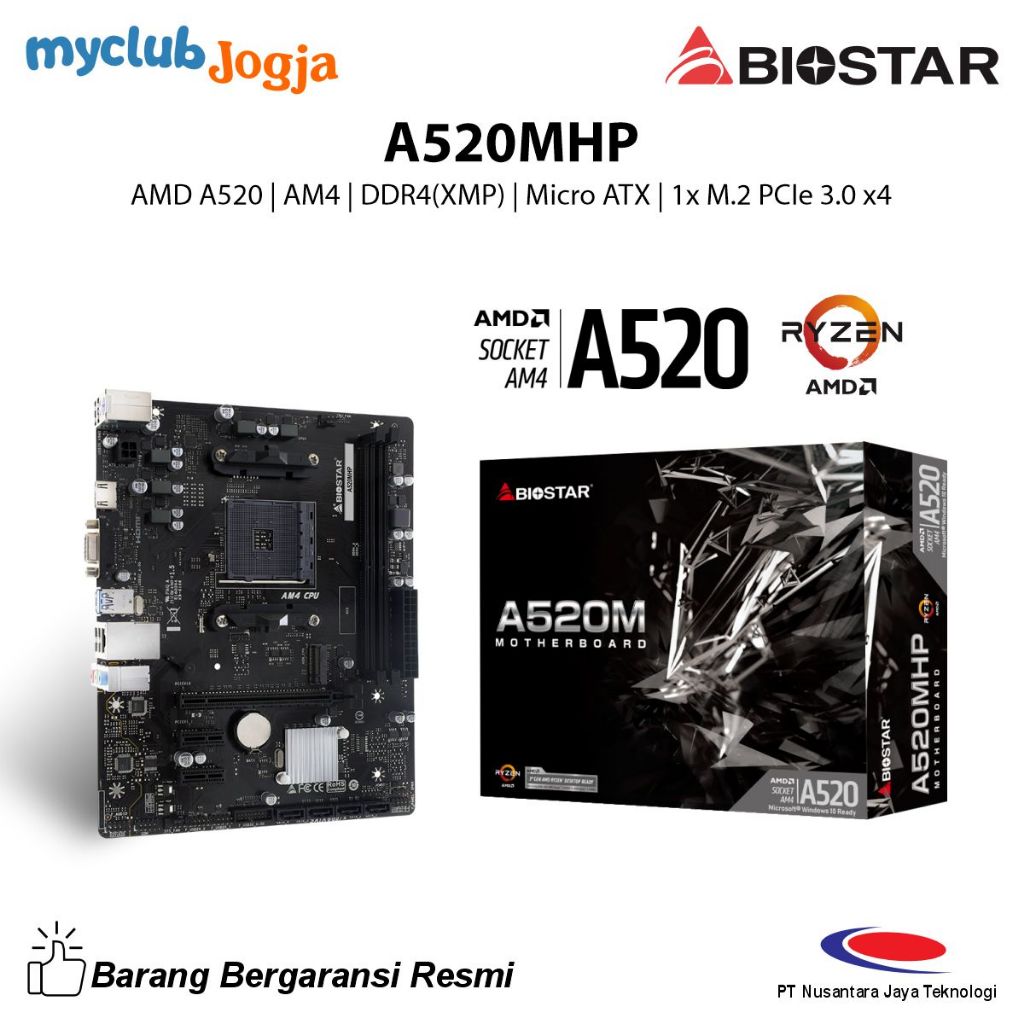 Jual BIOSTAR A520MHP Motherboard AMD A520 AM4 DDR4 XMP HDMI VGA Micro ...