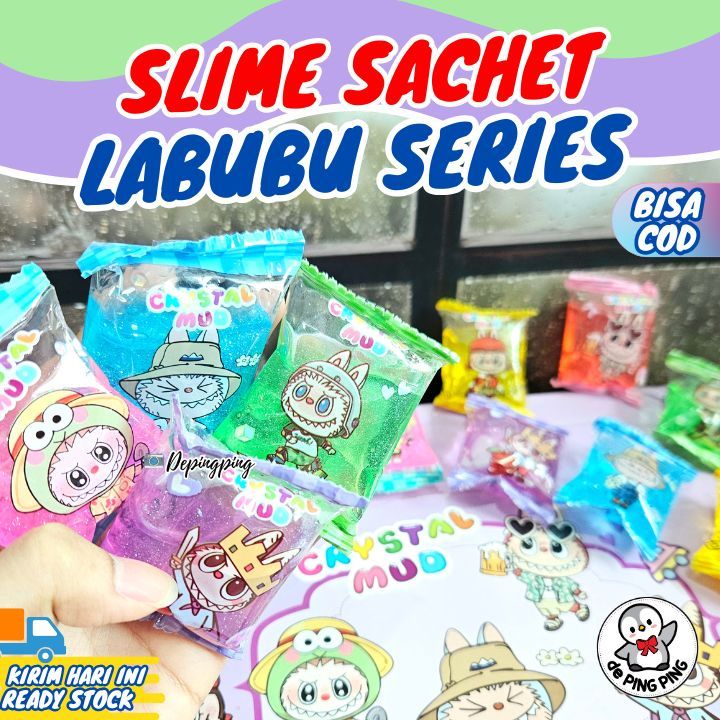 Jual Slime Sachet LABUBU/Slime Crystal Mud Labubu/Slime Rentengan ...