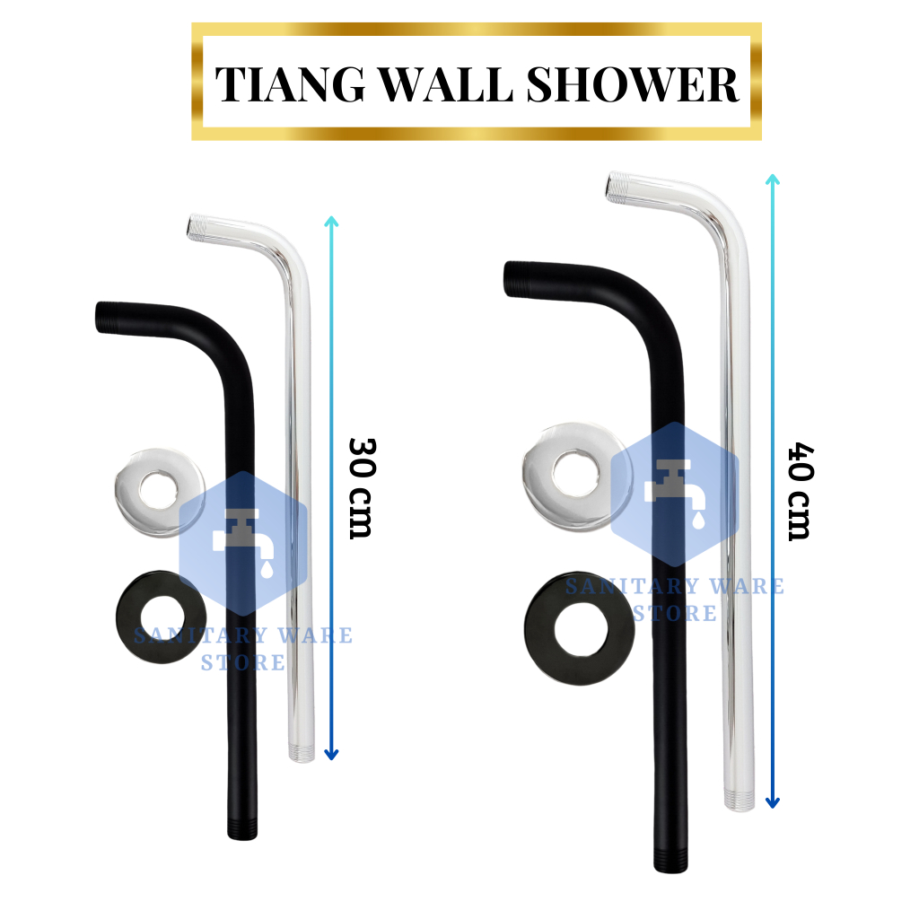 Jual Tiang Pipa Wall Shower Tembok Dinding Headshower Rainfall Chrome ...