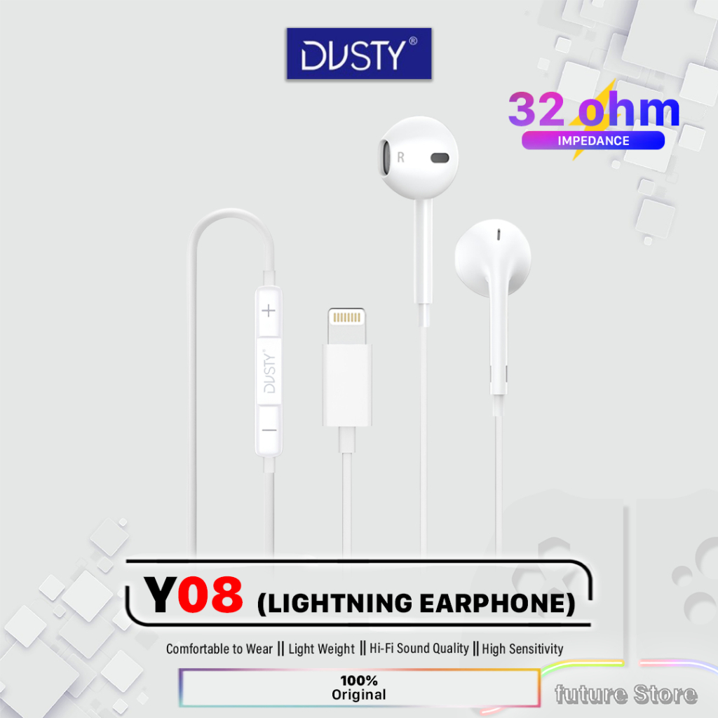 Jual Mechanic Dusty Y08 Wired Earphones Headset Lightning Ip 14.2mm ...