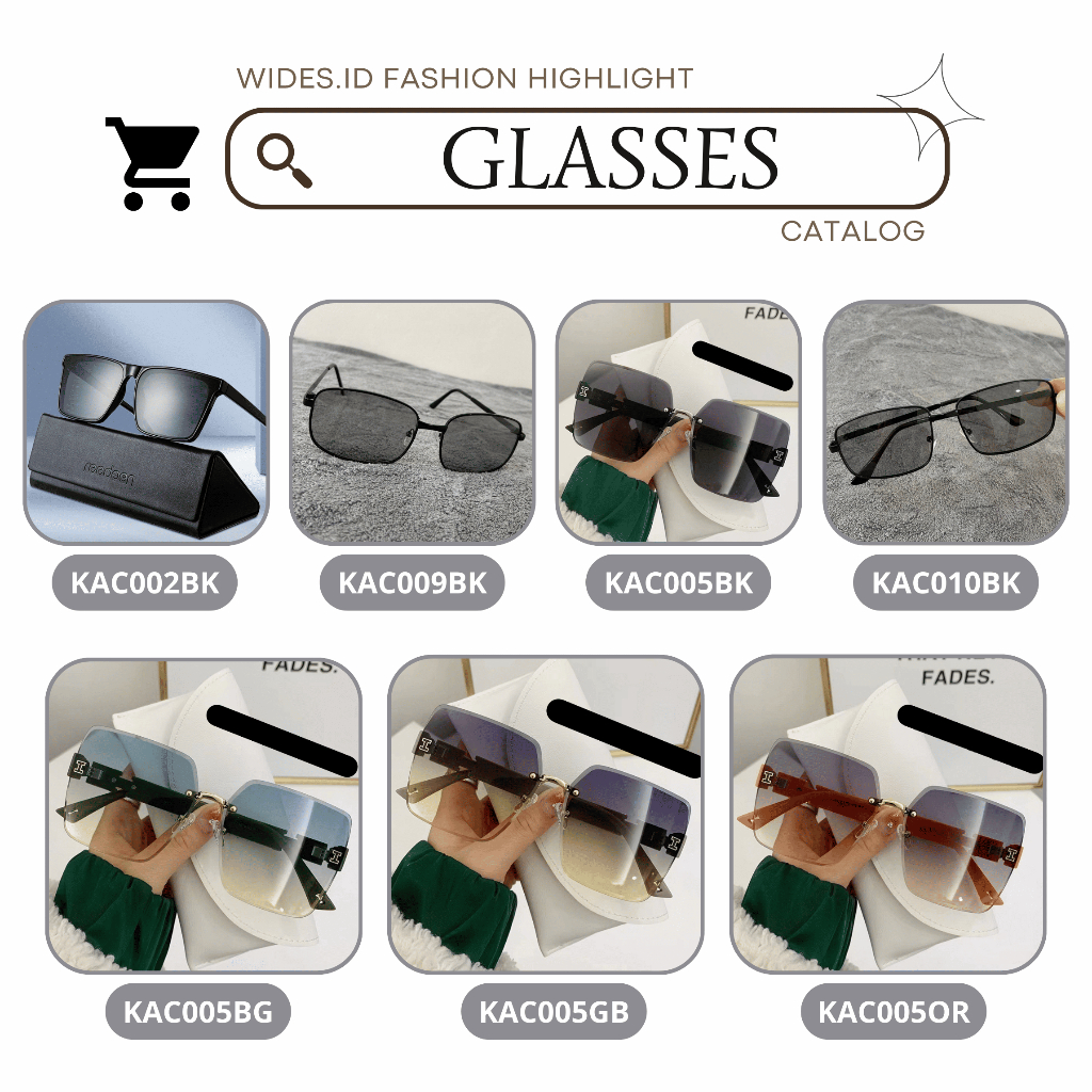 Jual [WIDES.ID] Kacamata Gaya Hitam Model Kotak KAC002 KAC005 KAC009 ...