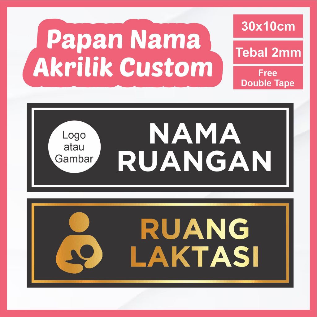 Jual [ 30x10cm ] CUSTOM PAPAN NAMA RUANGAN AKRILIK | Sign Board Ruangan ...