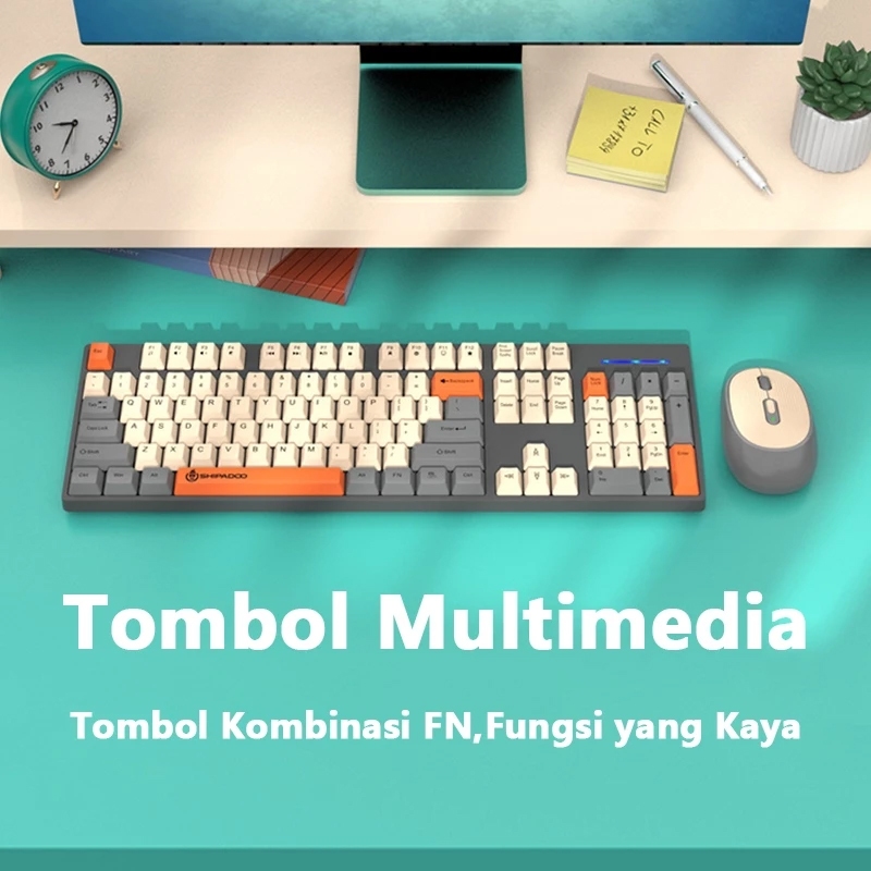 Jual Set keyboard dan mouse nirkabel yang terasa mekanis 2.4G/dengan ...