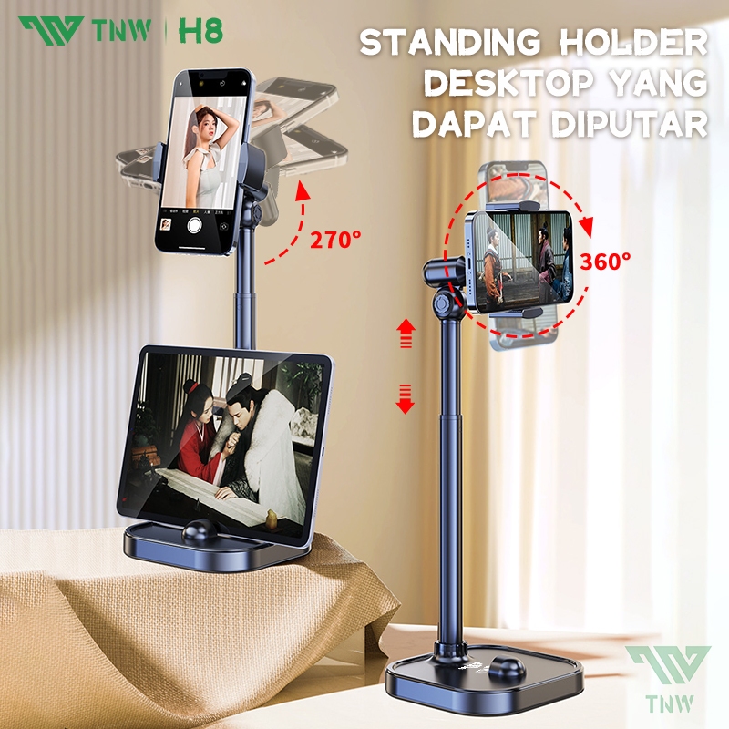 Jual TNW H8 Stand Holder HP Aluminium Desktop Stand HP Flexible Rotate ...