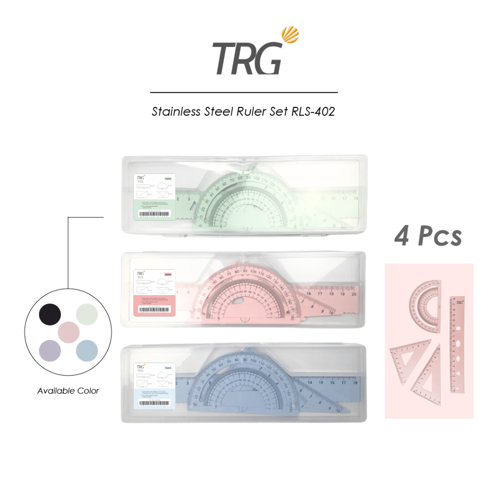 Jual TRG Stainless Steel Ruler Set Pastel Color 18cm RLS-402 - Paket ...