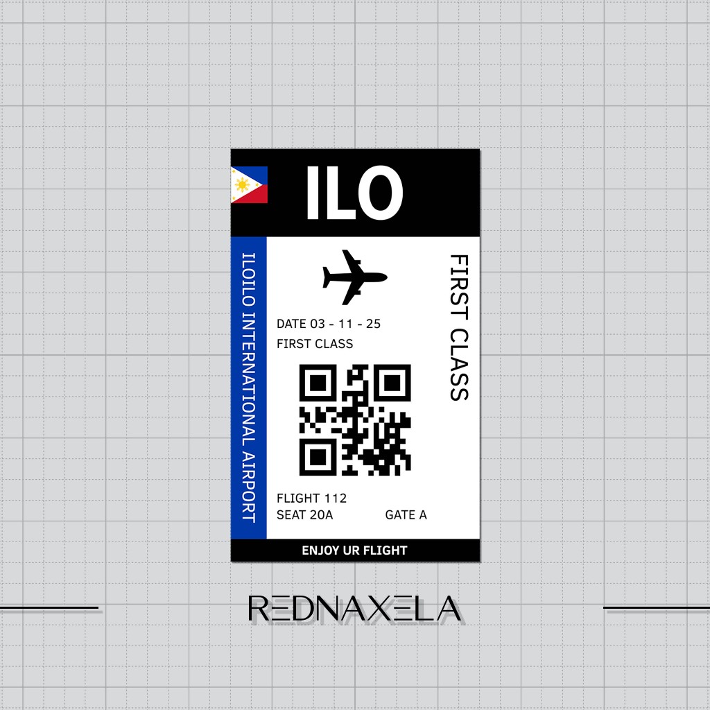Jual Stiker Vinyl Airplane Ticket ILO Travel Suitcase Sticker | Shopee ...
