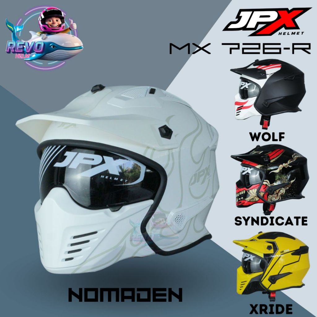 Jual HELM JPX MX 726R SOLID & MOTIF ORIGINAL, HELM MODULAR SPORT KEREN PRIA DEWASA, JPX OFFICIAL ...