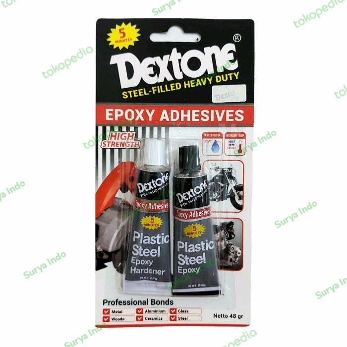 Jual DEXTONE Dextone Lem Plastic Steel Epoxy / Lem Besi 5 menit 48 Gram ...
