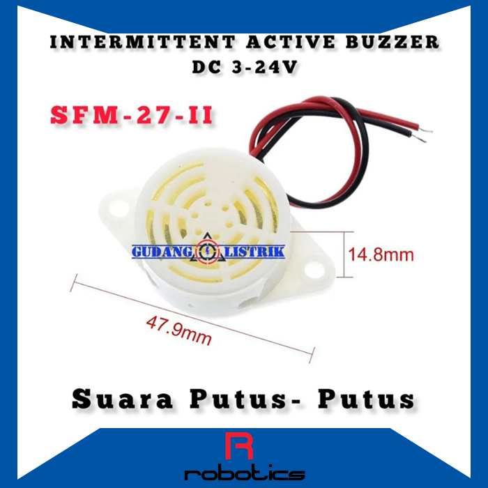 Jual Putus-Putus Alarm DC 3-24V active piezo buzzer SFM 27 speaker 5v 9v 12v | Shopee Indonesia