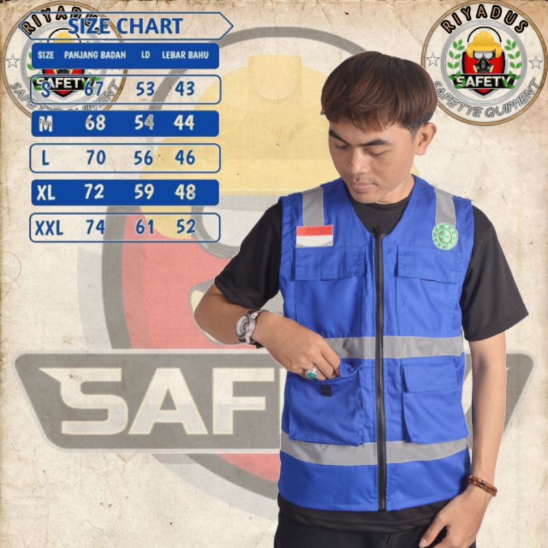 Jual rompi vest safety first/rompi k3/rompi lapangan/rompi proyek ...