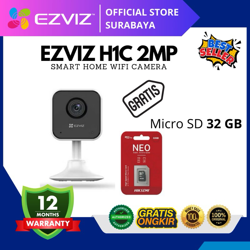 Jual EZVIZ H1C 2MP - Gratis MMC HIKSEMI 32GB | Shopee Indonesia