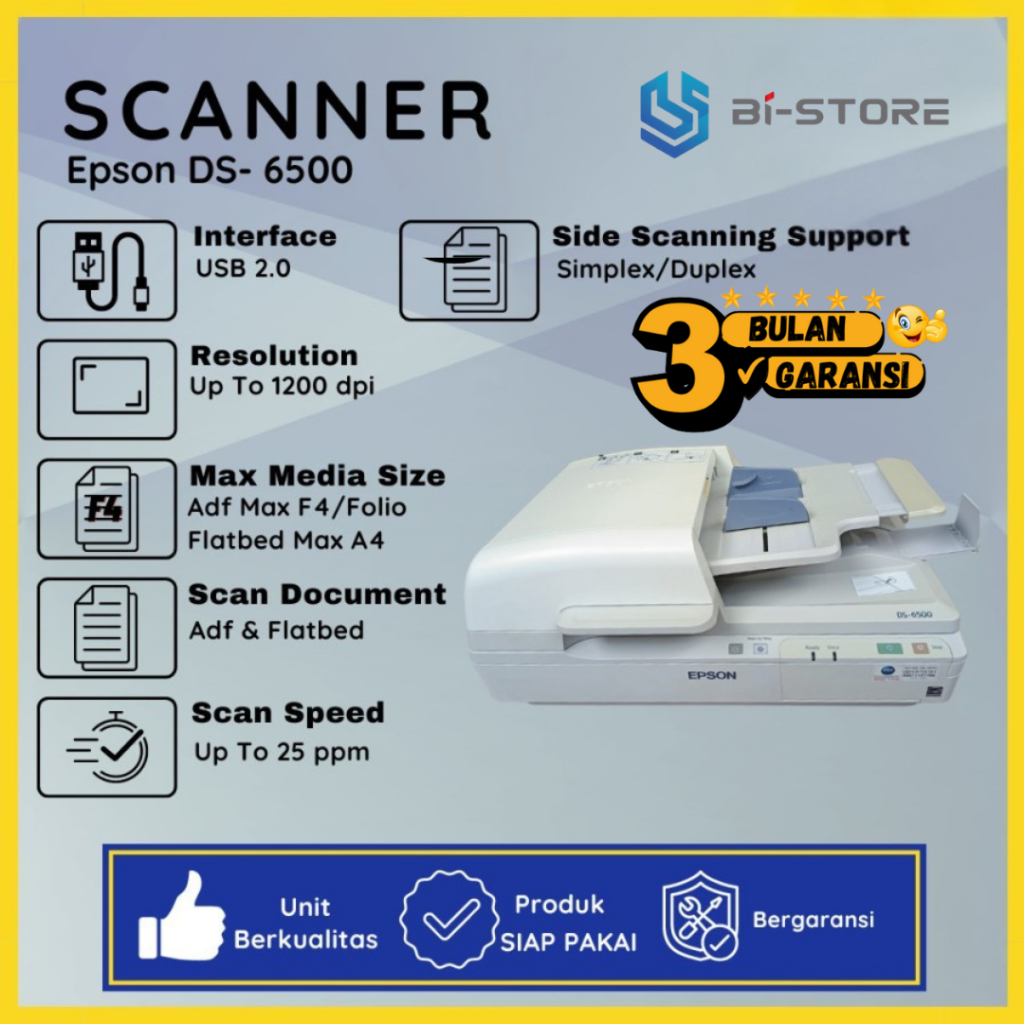 Jual Scanner Epson DS-6500 Bisa Scan Folio F4 Legal Otomatis Melalui ...