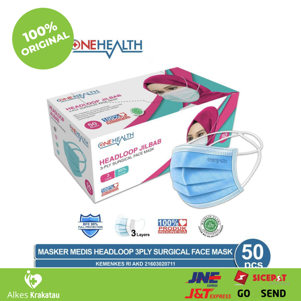 Jual Masker Hijab One Health / Masker Headloop Onehealth isi 50 ...