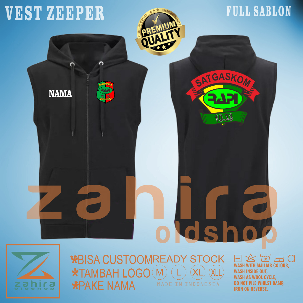 Jual Rompi Pria Fleece Vest Hoodie Zipper Full Sablon Rapi | Shopee ...