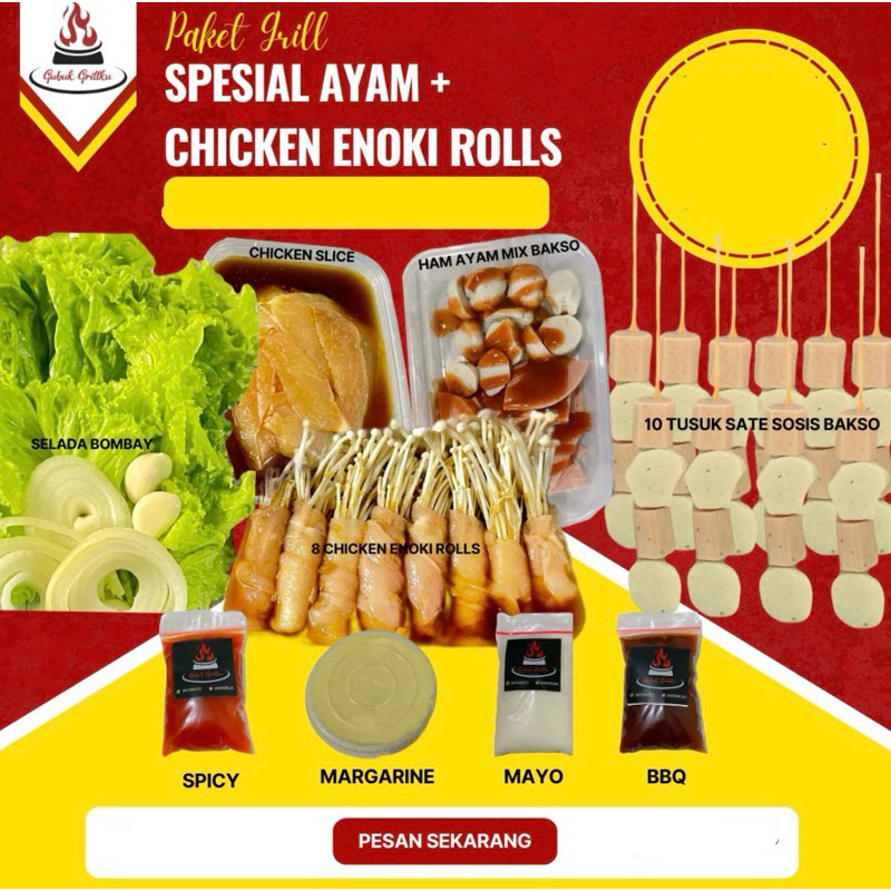 Jual PAKET AYAM + CHICKEN ENOKI ROLLS (PAKET BBQ || PAKET GRILL ...