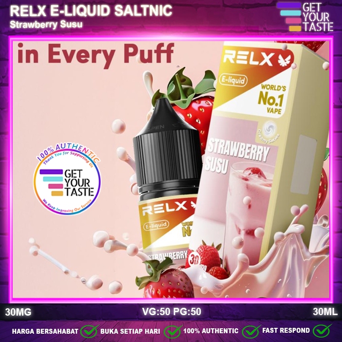 Jual Liquid RELX E-Liquid Strawberry Susu Salt Nic 30ML Saltnic ...
