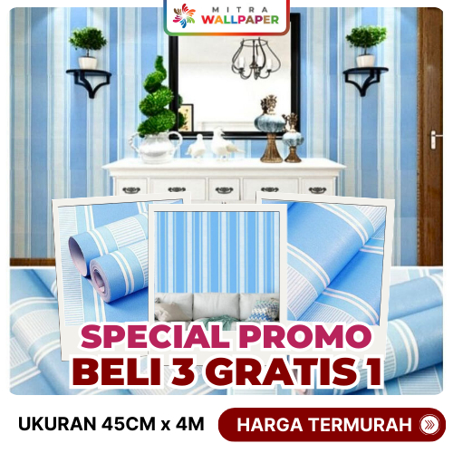 Jual PAKET PROMO Wallpaper Stiker Ruang Tamu Minimalis Motif Salur Hijau Wallpaper Dinding Kamar ...