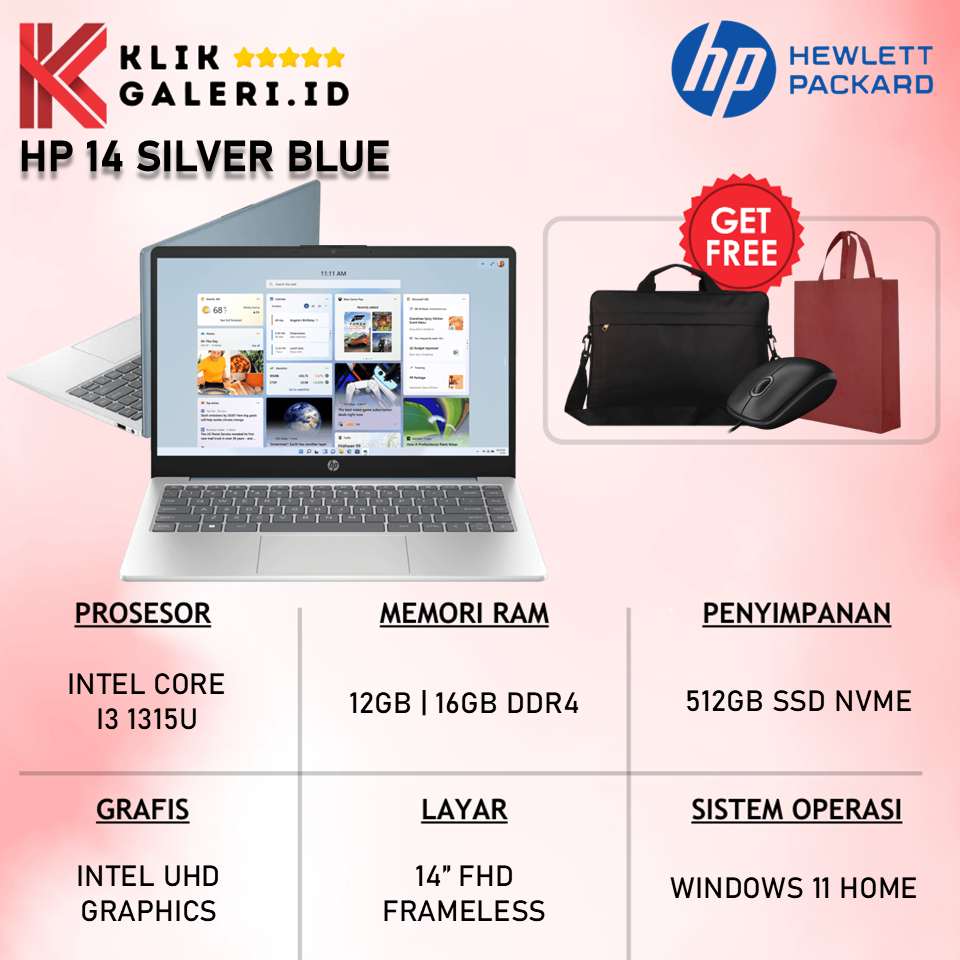 Jual HP 14 Intel Core i3 1315U RAM 16GB SSD 512GB Layar 14 Inch Full HD ...