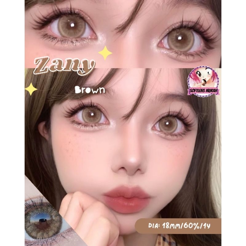 Jual Zany Brown softlens by seenderella / gray / lightbrown / blue 18mm ...