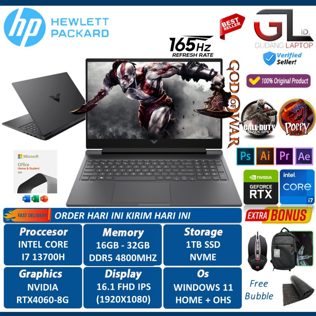 Jual Laptop Gaming Hp Victus R0777TX Intel I7 13700H 32GB 1TB SSD ...