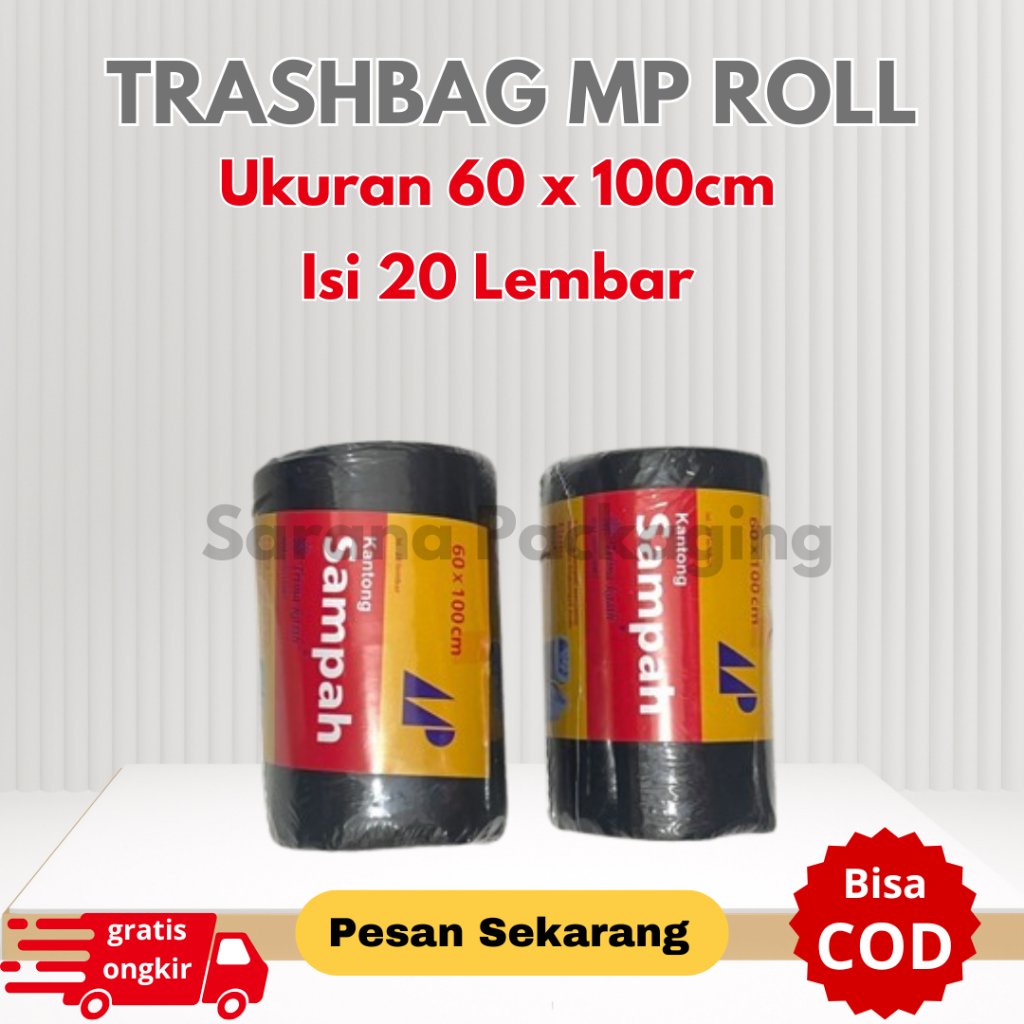 Jual Trash Bag 60 x 100 cm Roll Merk MP Isi 20 Lembar / Plastik sampah ...