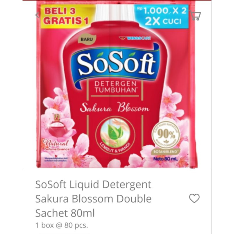 Jual Sosoft Detergen cair renteng sakura blossom isi 12 sachet + bonus ...