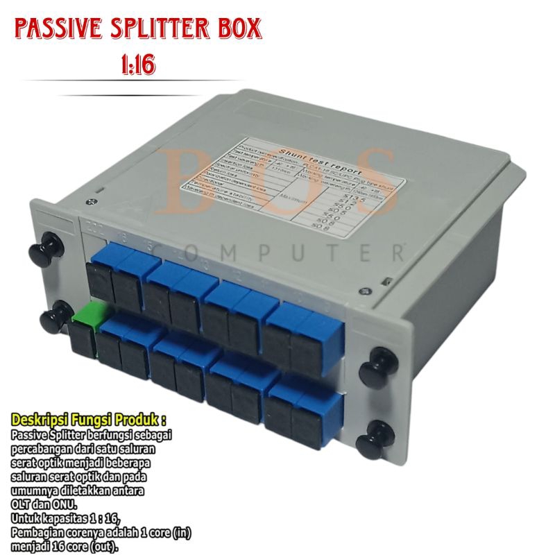 Jual PASSIVE SPLITTER BOX 1:16 PLC SC UPC FIBER OPTIC / PASIF SPLITER ...