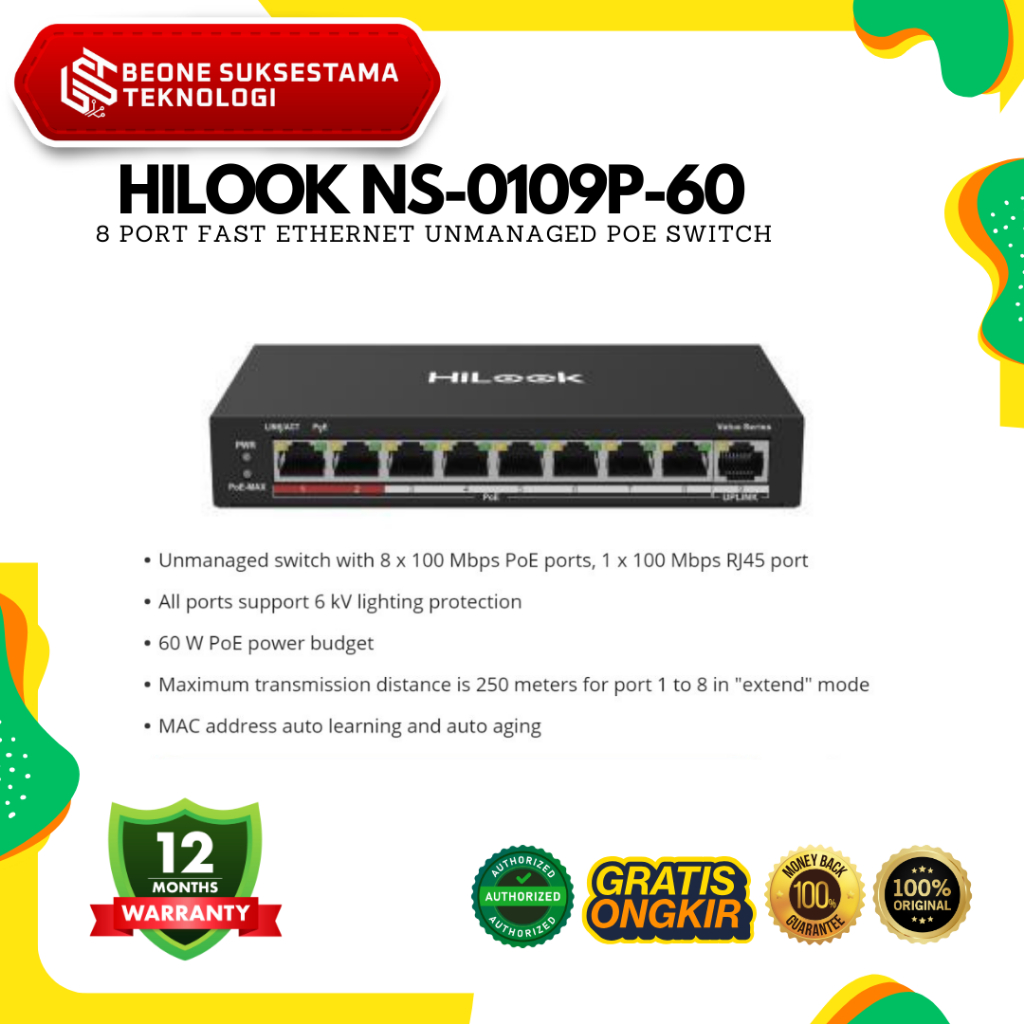 Jual Poe Switch Hilook 8port NS-0109P-35 - Garansi Resmi | Shopee Indonesia