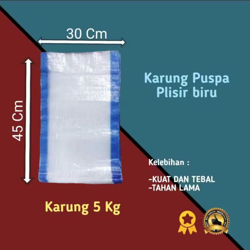 Jual [ Per 1 Lembar ] Karung Bening List Biru 5 kg Karung Plastik ...