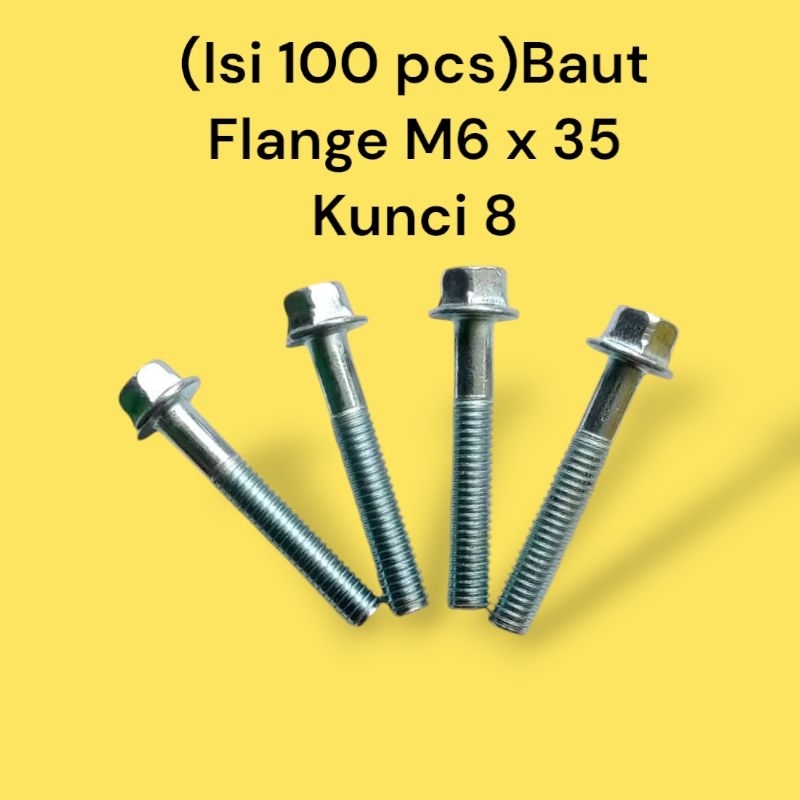 Jual Isi 100 pcsBaut Flange M6 x 35 Kunci 8 Baut Topi Baut Blok CVT | Shopee Indonesia
