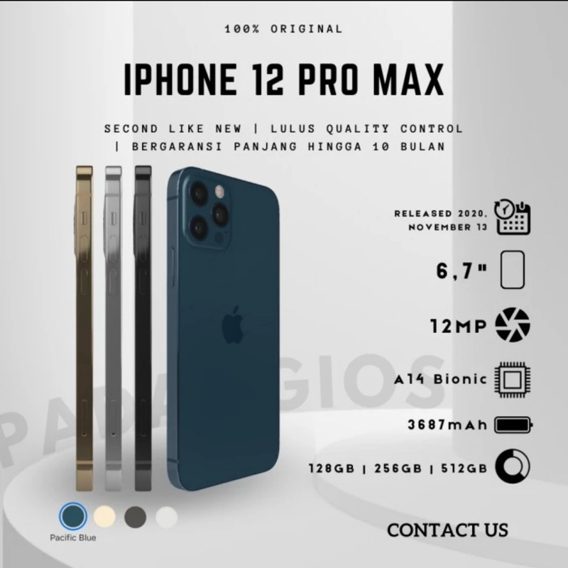Jual iPhone 12 Pro Max Second Resmi 128gb 256gb 512gb Fullset Bergaransi | Shopee Indonesia
