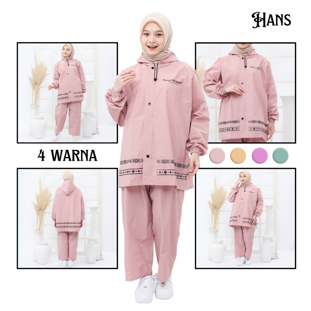 Jual Jas Hujan Pria Wanita Dewasa Setelan Jaket Celana Tebal HANS warna pastel | Shopee Indonesia