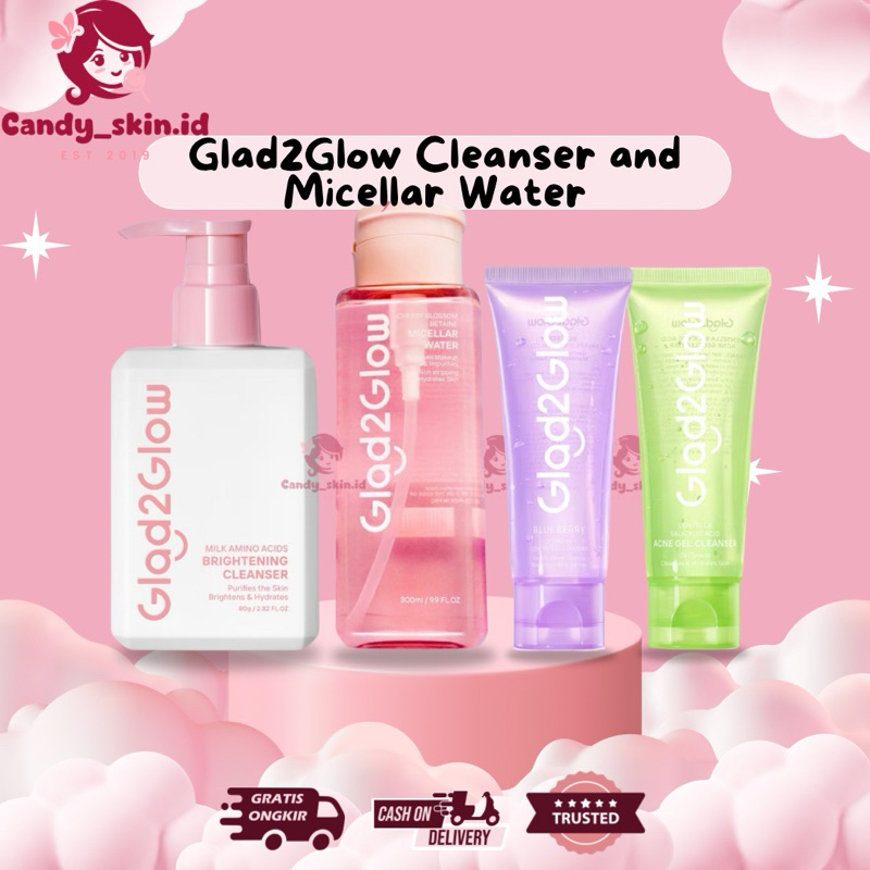 Jual (BPOM) Glad2Glow Blueberry Ceramide Low pH Gel Cleanser ...