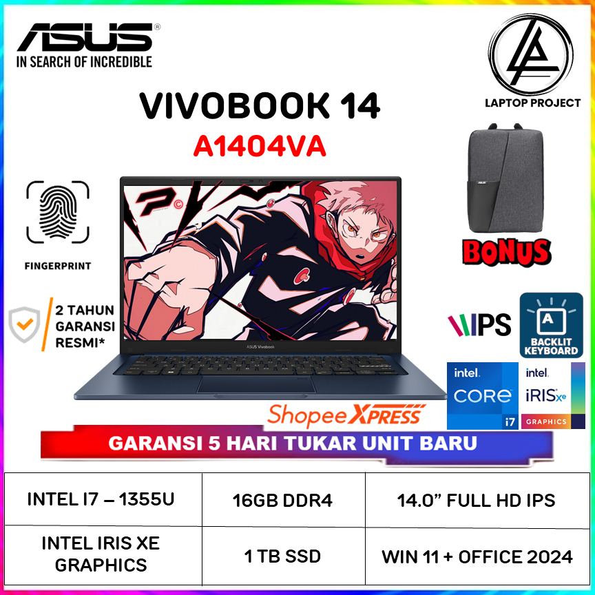 Jual ASUS VIVOBOOK 14 A1404VA Intel Core i7 1355U 16GB SSD 512GB 14 ...