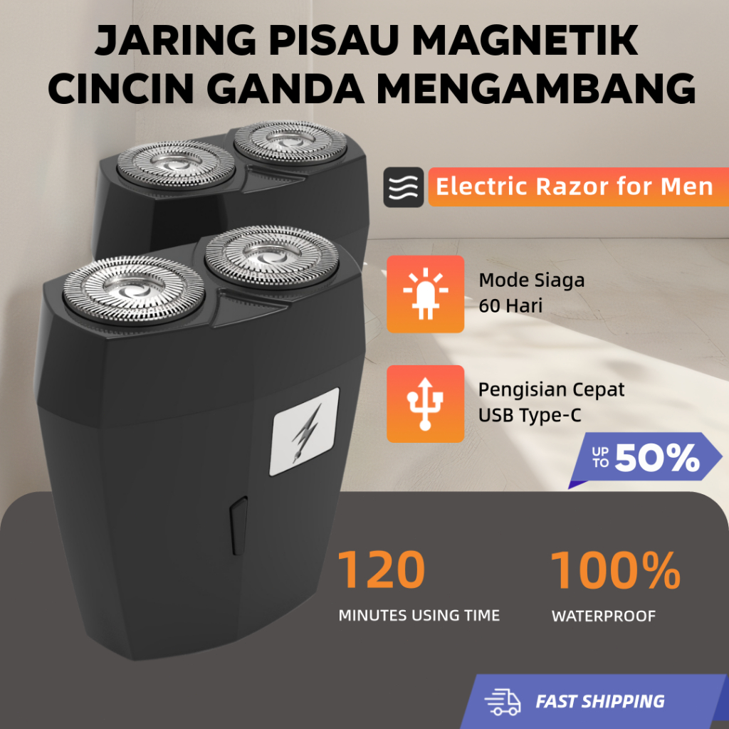 Jual Pencukur Listrik Teknologi Jerman Jaring Double Ring Halus Mata ...