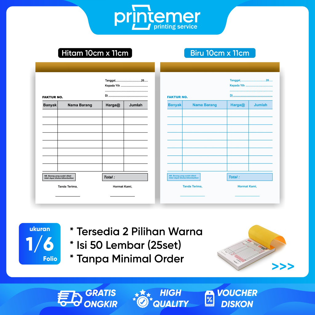 Jual Nota Penjualan Mini Tanpa Logo Model Garis 2 Ply (Non Custom ...