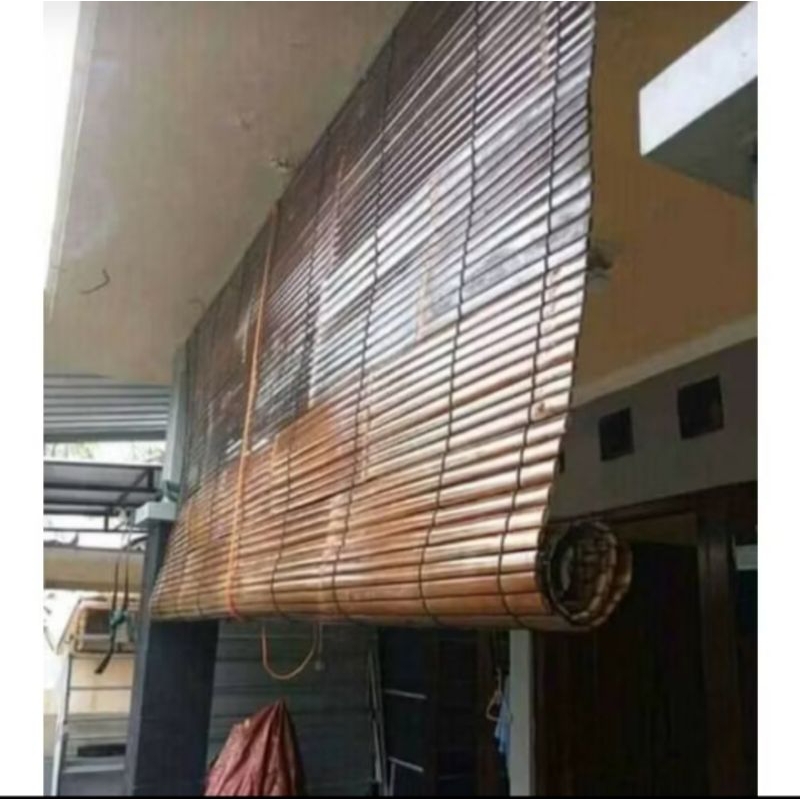 Jual Tirai Bambu JARAGAM Sawit Natural Outdoor Ukuran 2x2Meter + Tali Kerekan | Shopee Indonesia