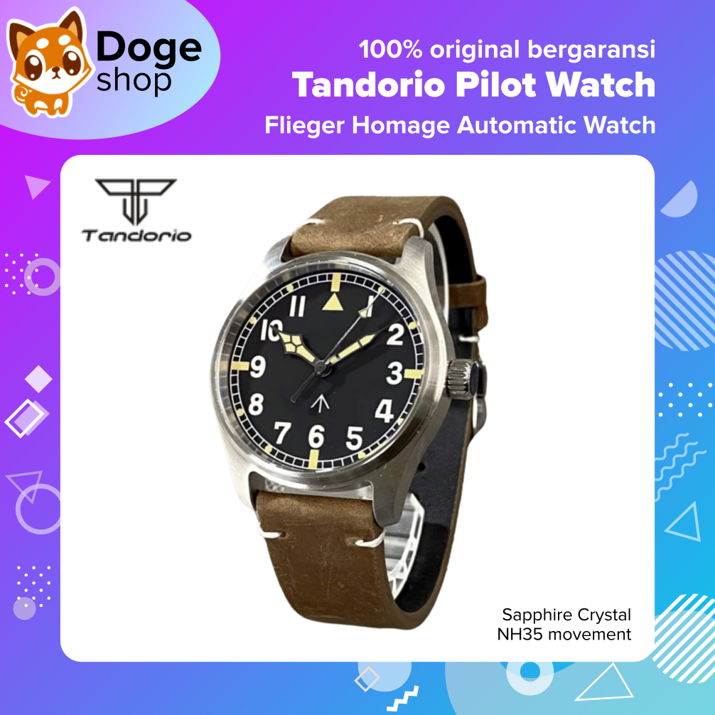 Jual Tandorio Flieger Pilot Watch Homage Japan NH35 Movement Automatic ...