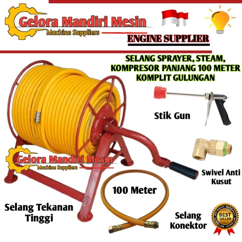Jual Selang Sprayer Kompresor Steam 100 Meter Komplit Stik Gun dan ...