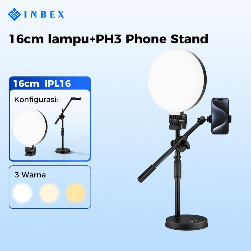 Jual INBEX IPL16 Lampu Ring light stand buat konten kreator konten ...