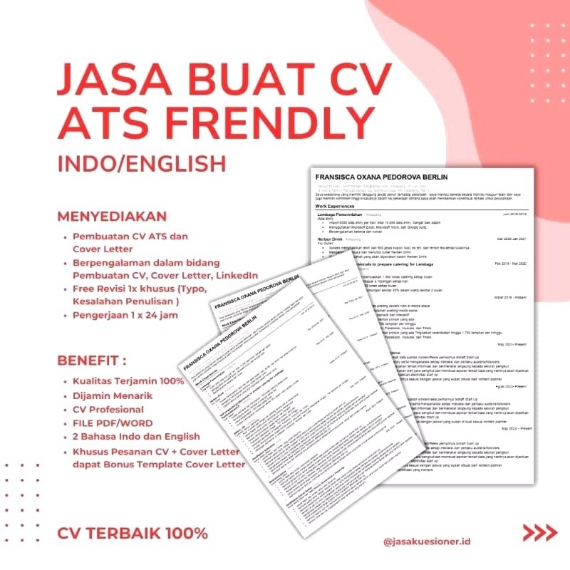 Jual Jasa pembuatan CV Kreatif/CV ATS Design Ekslusif 100% Best seller ...