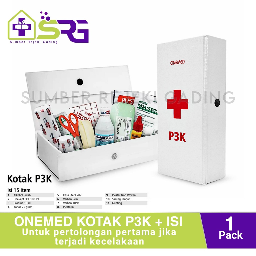 Jual Onemed Kotak P3K + Isi (1 Pack) Onemed Komplit Isi 11 First Aid ...