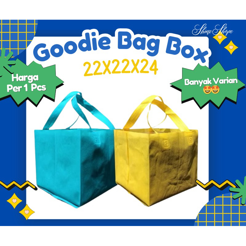 Jual Goodie bag spunbond box 22x22x24 cm tas kain kotak kue nasi kotak belanja tas souvenir ...