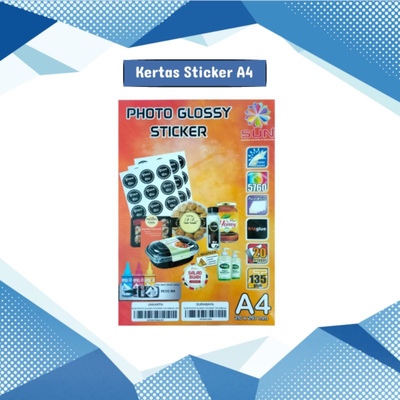 Jual Kertas Stiker Glossy Sticker Photo Paper SUN A4 135 Gsm | Shopee ...