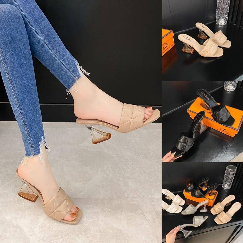 Jual Wanita Pyramid Glass Heels For Women DS Heels Sepatu | Shopee ...